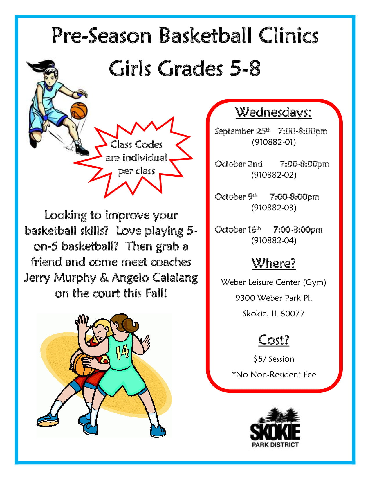 Girls basketball Clinics - Skokie Baseball and Softball League